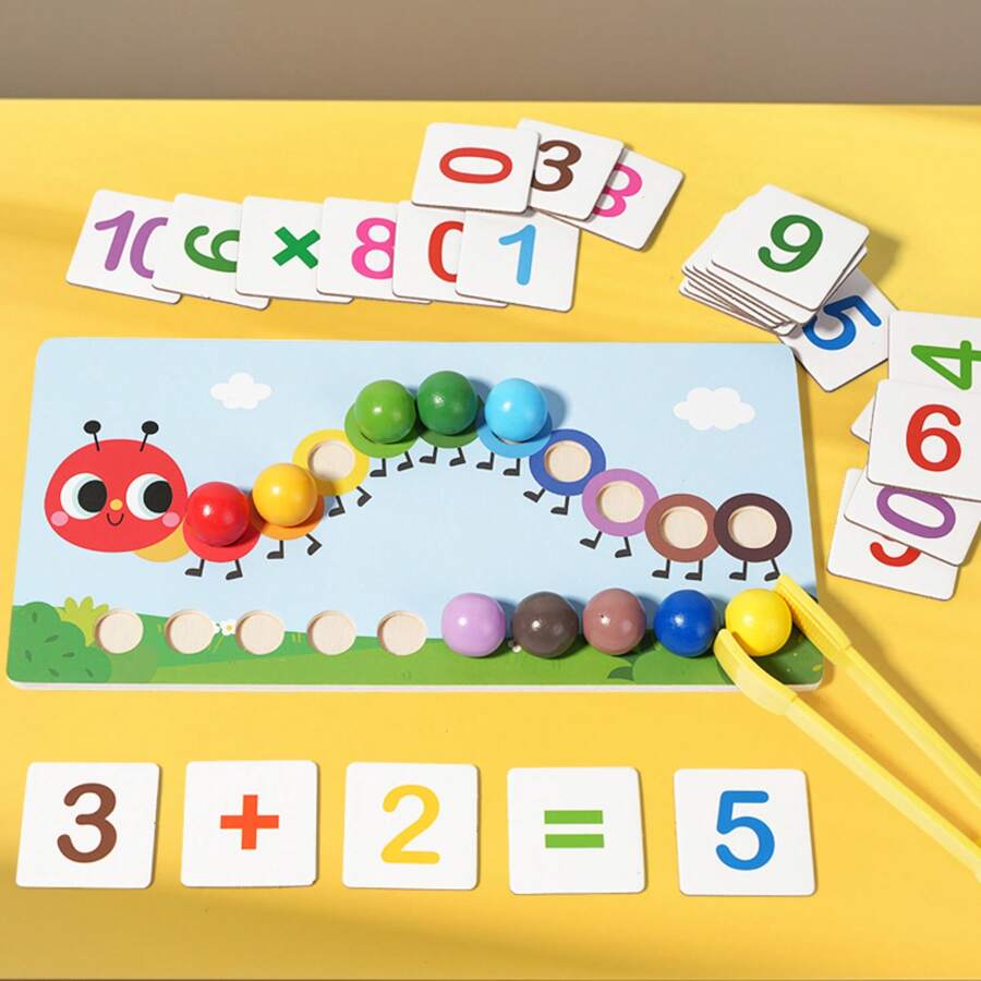 Caterpillar Learning Math & Counting Toy With Colorful Beads Helps To ...