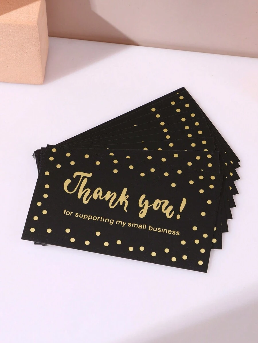 10pcs Black Thank You Cards With Gold Foil Letters | SHEIN USA