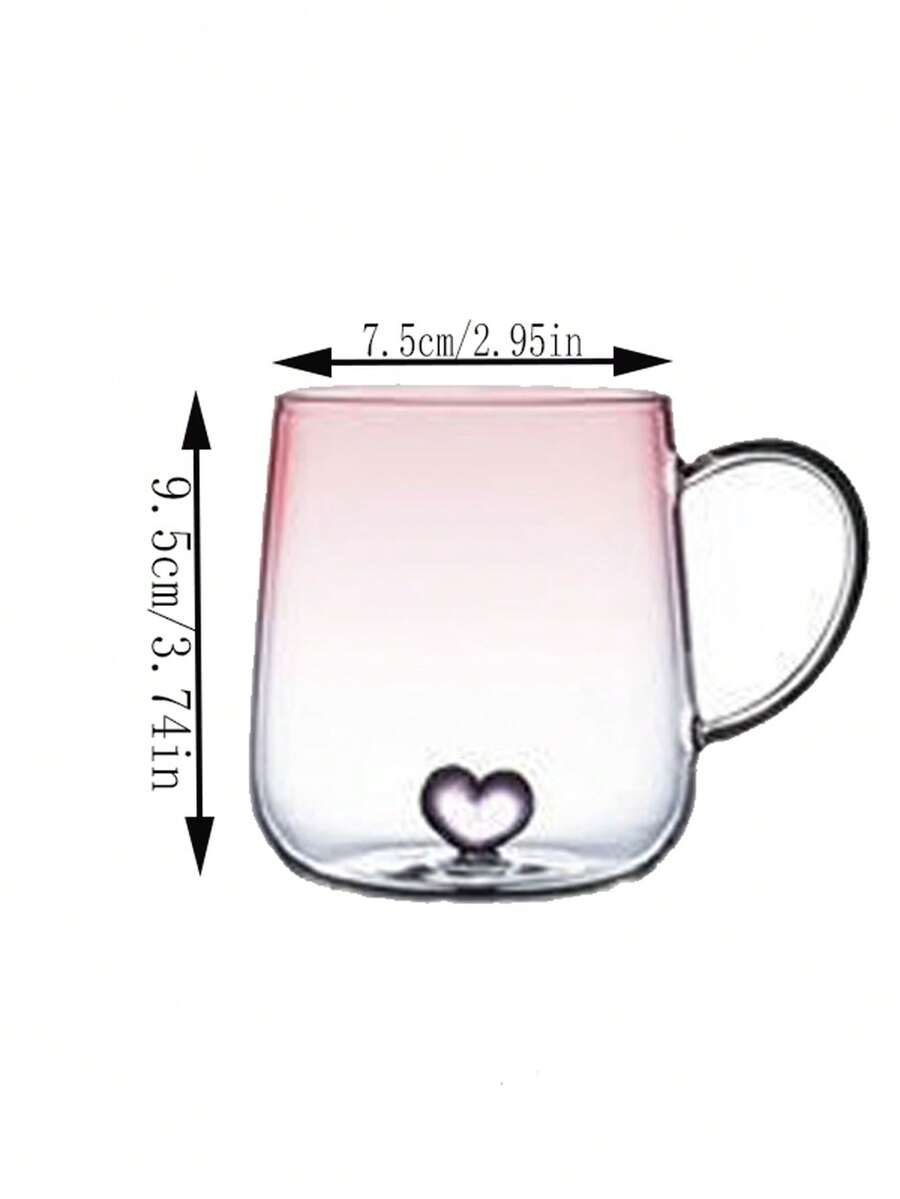 1pc 300ml Heart-Shaped And Clear Glass Juice/Water/Milk Tea Drinking ...