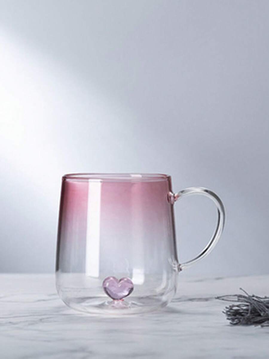 1pc 300ml Heart-Shaped And Clear Glass Juice/Water/Milk Tea Drinking ...