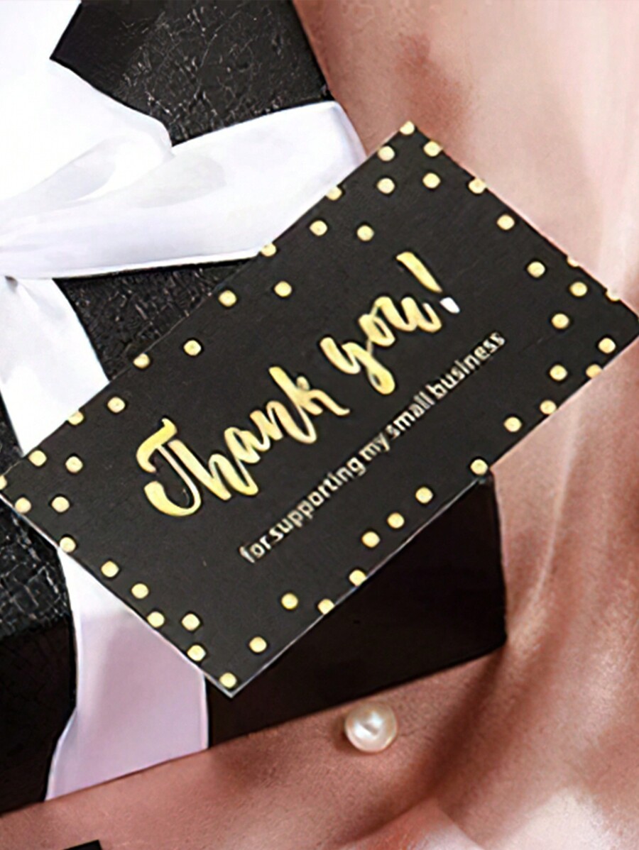 10pcs Black Thank You Cards With Gold Foil Letters | SHEIN USA