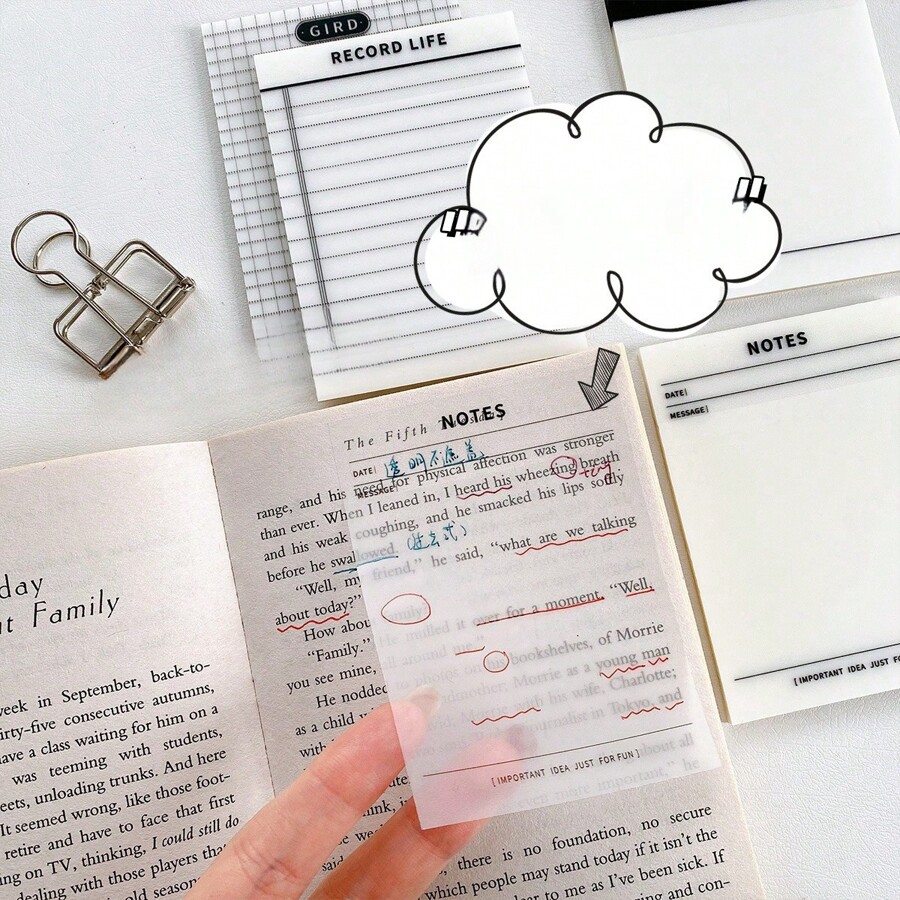 4 Packs Of 50 Sheets Multipurpose Pet Semi-Transparent Sticky Notes ...