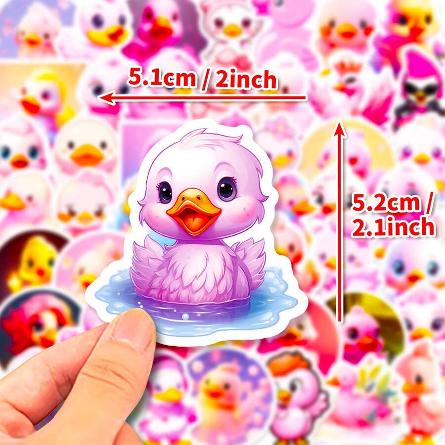 100pcs Duck Stickers, Cute Yellow Pink Duck Vinyl Waterproof Stickers ...