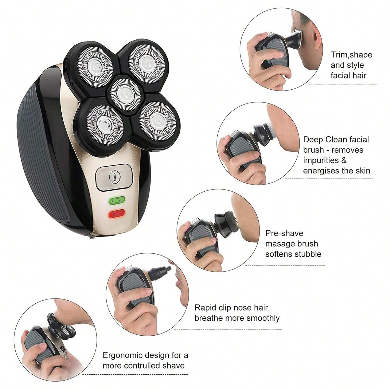 5 In 1 Waterproof 4d Electric Shaver For Men With 360°Rotary And Usb ...