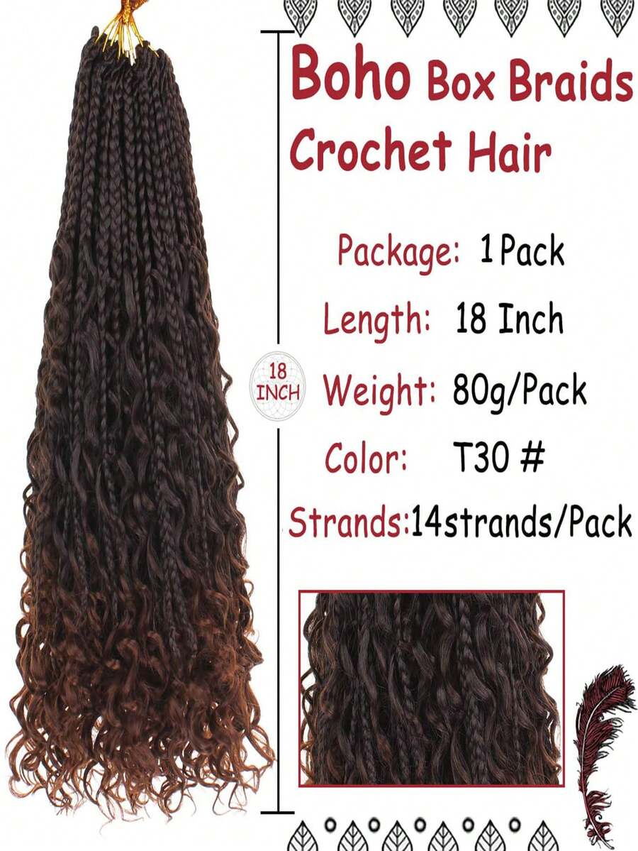 4Packs T30#Boho Box Braids Goddess Box Braids Crochet Hair Bohemian ...