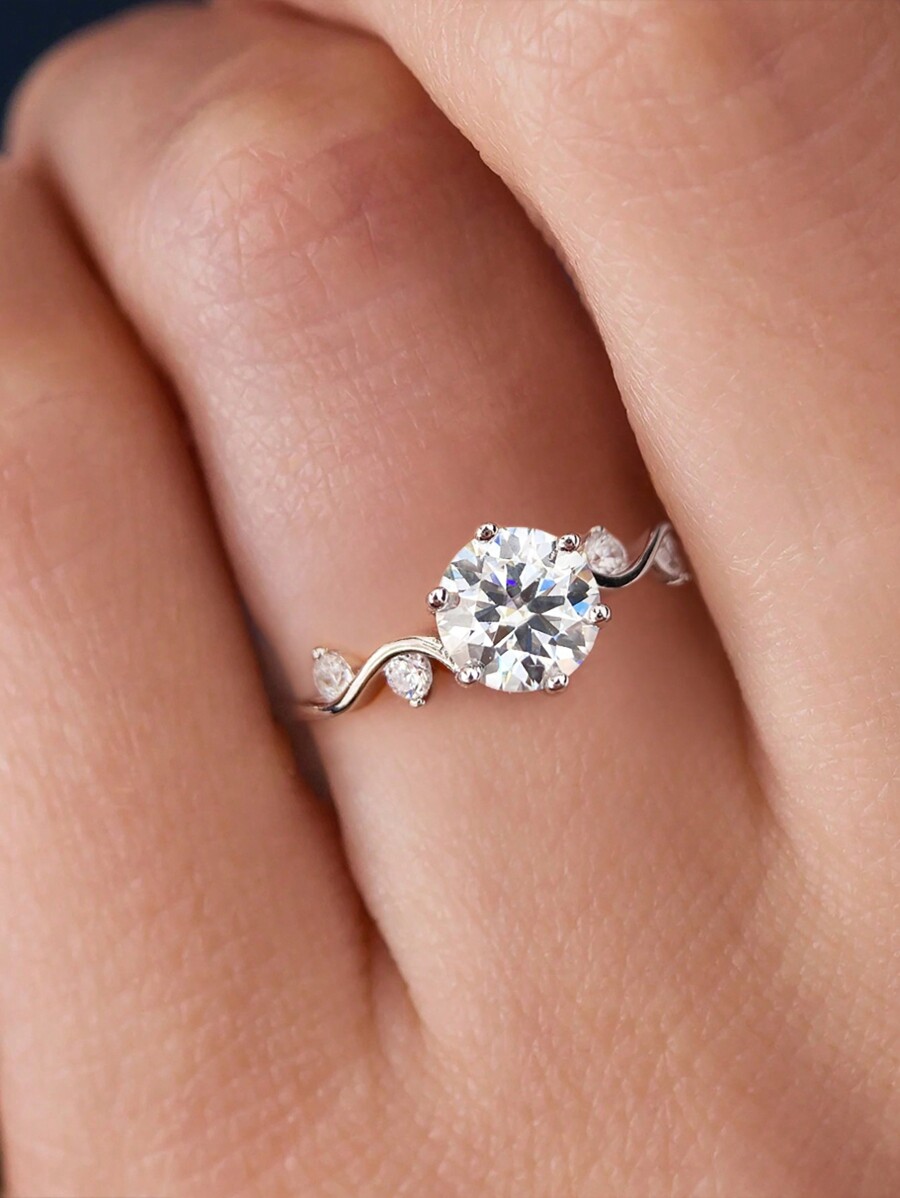 1 pièce Bague de fiançailles/d'alliance en diamant moissanite en Argent ...