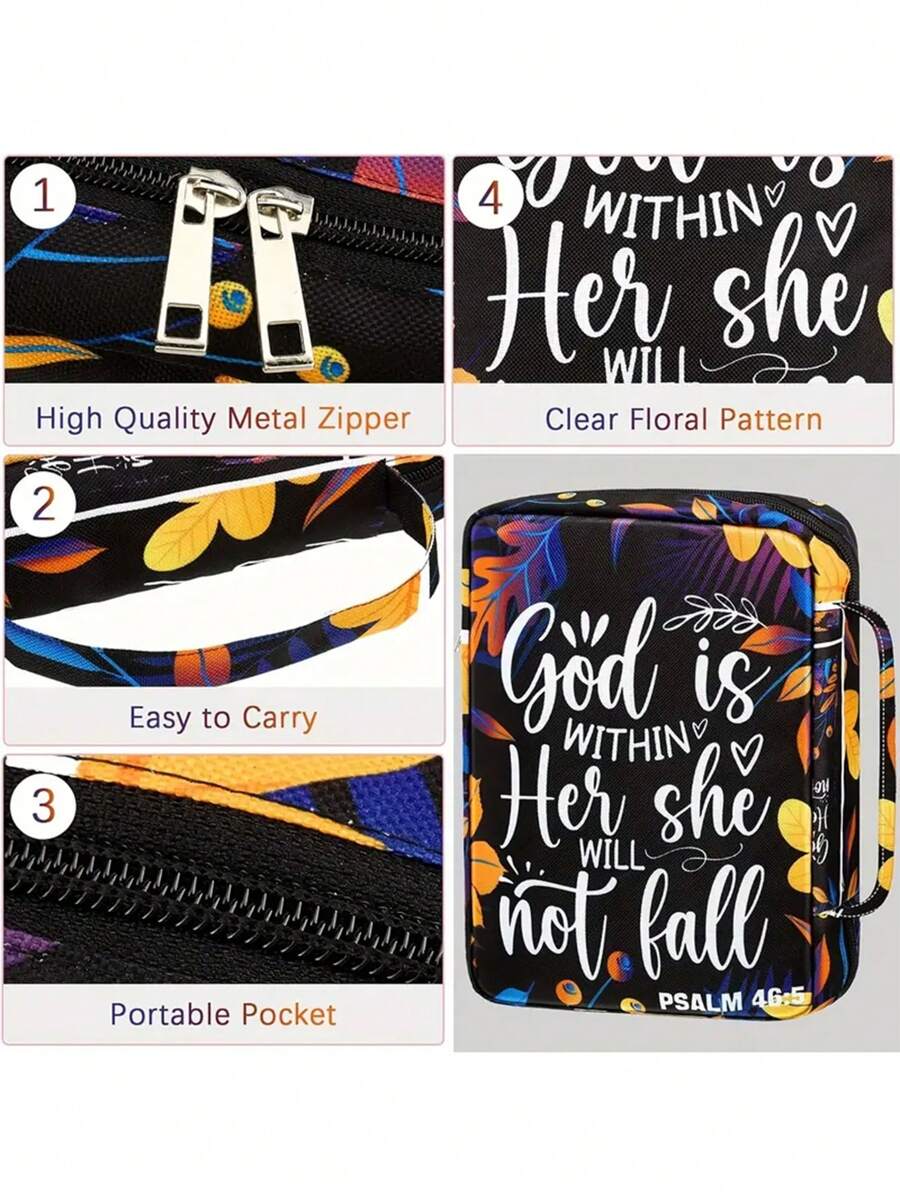 Bible Cover Floral Bible Case With Handle And Zippered Back Pocket 10 ...