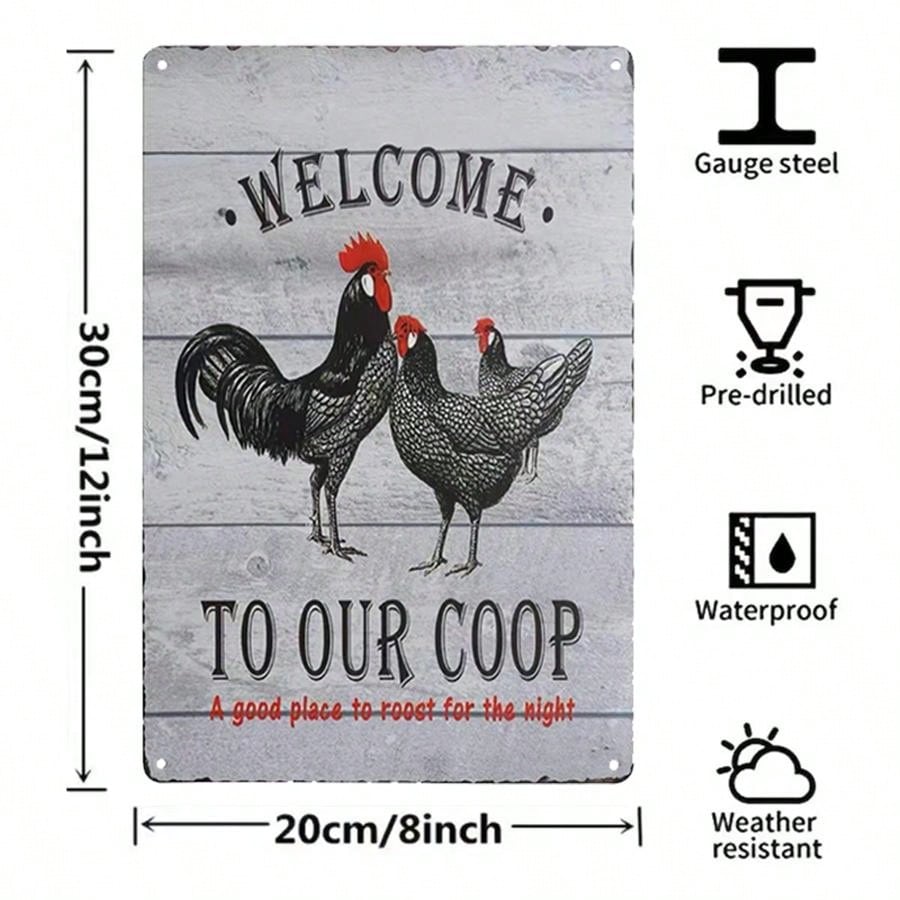 1 Peça Placa 'bem-vindo À Nossa Coop' De Fazenda Encantadora - Elegante ...