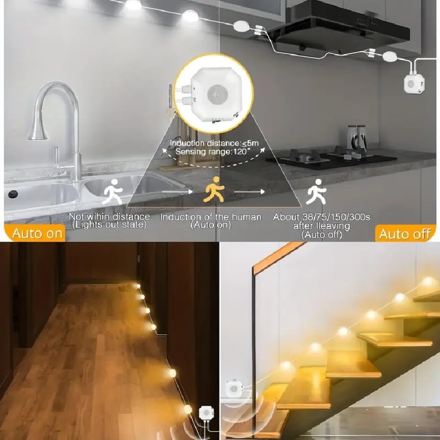(6 Pack) Under Motion Sensor Cabinet Lights,Under Counter Closet ...