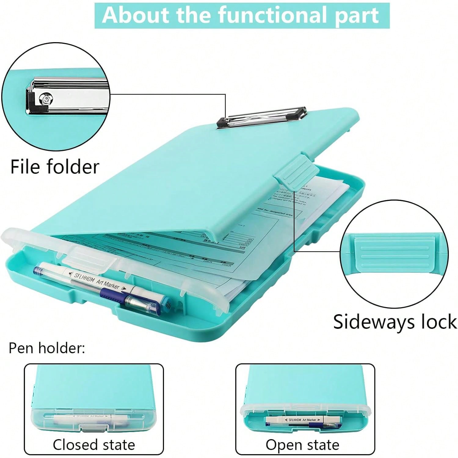 1pc Clipboard With Storage, A4 Loose Leaf Clip With Pen Holder For Care ...