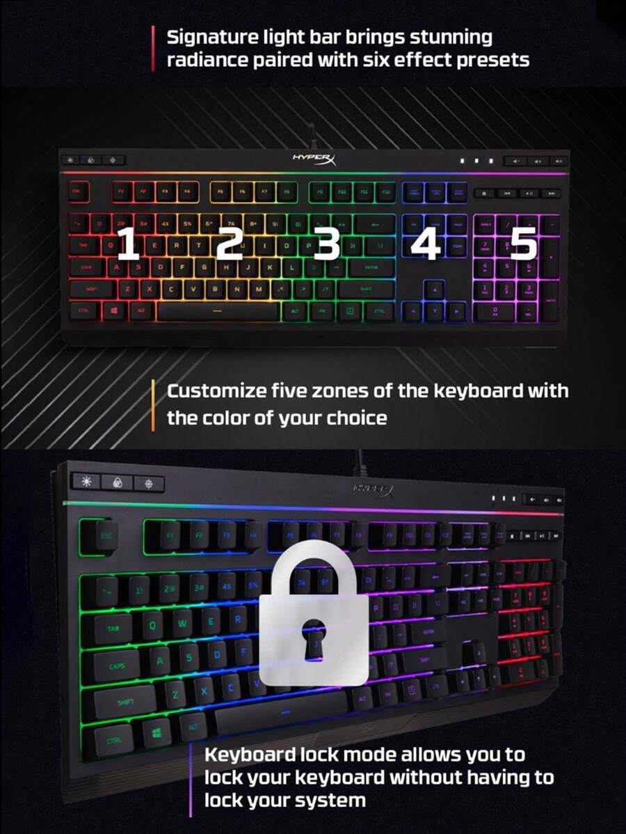 HyperX HyperX Alloy Core RGB Membrane Gaming Keyboard Comfortable Quiet ...