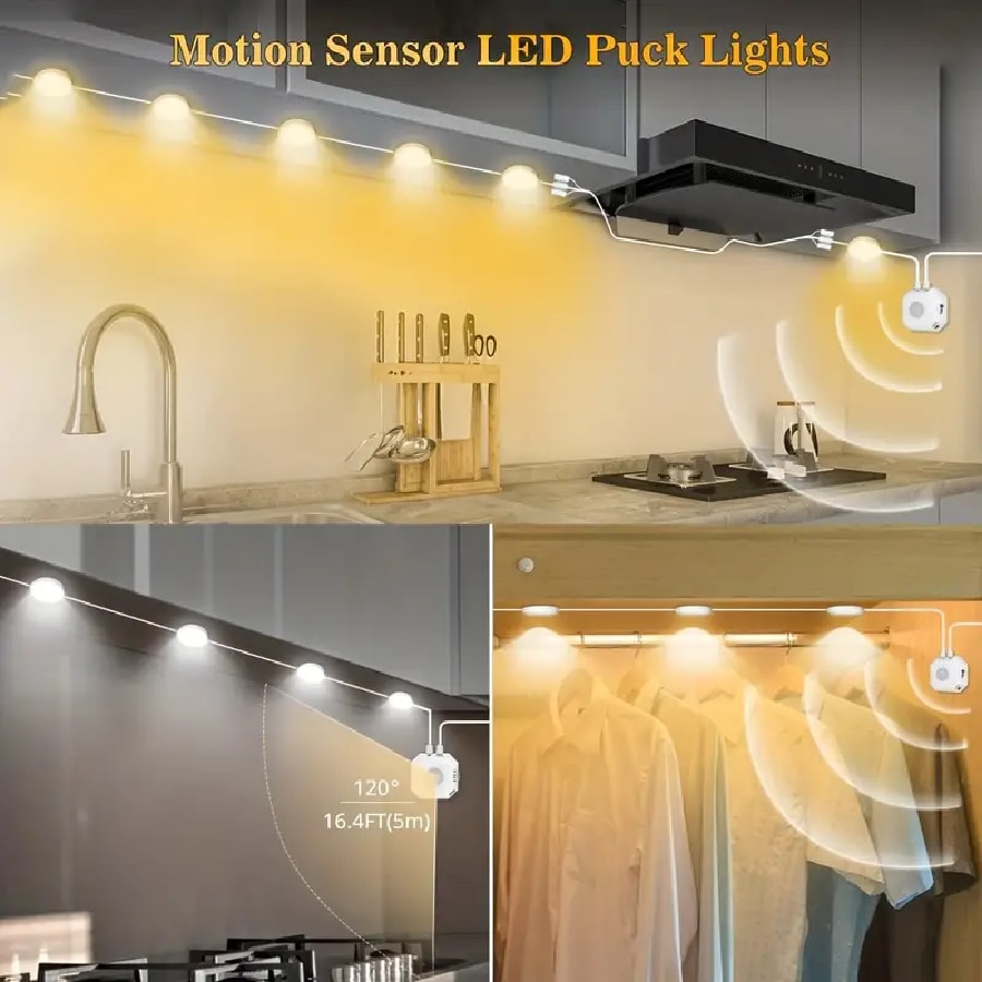(6 Pack) Under Motion Sensor Cabinet Lights,Under Counter Closet ...