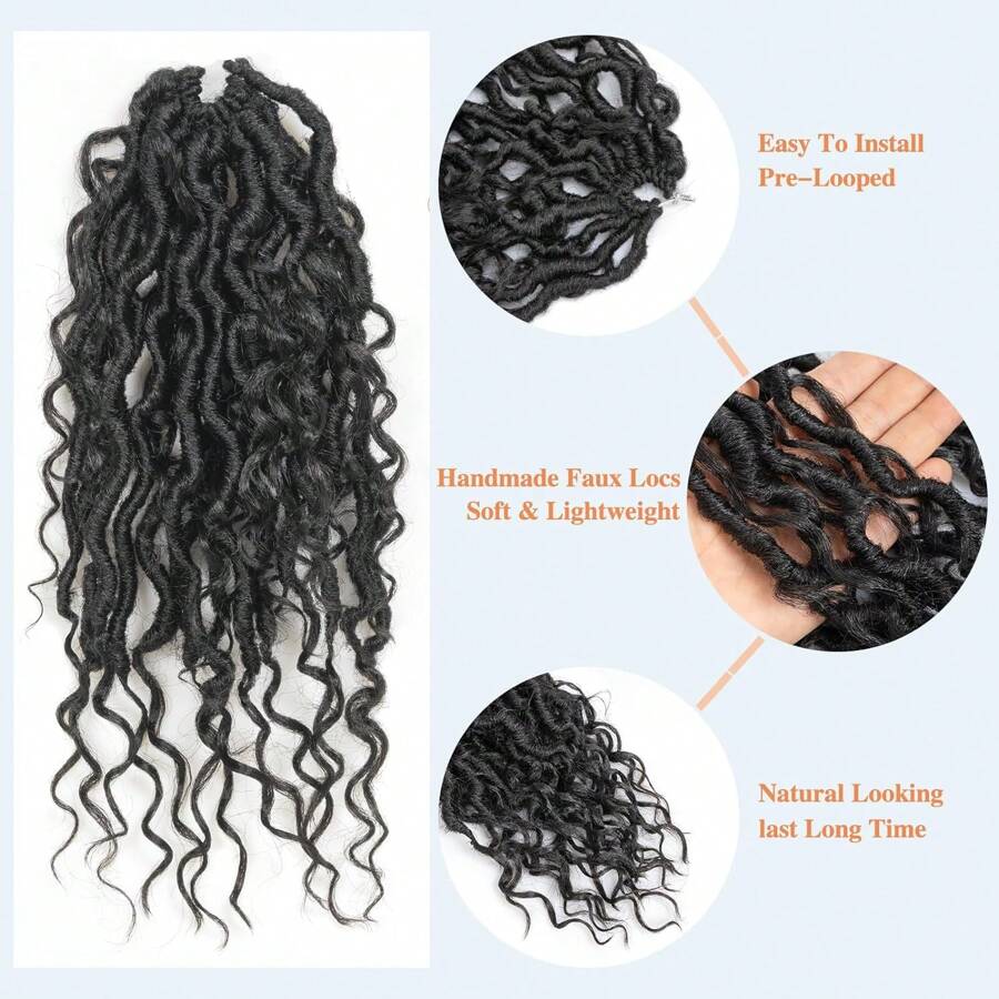 Goddess Wavy Locs Crochet Hair 16 Inch 1 Pack Pre Looped Curly Soft ...