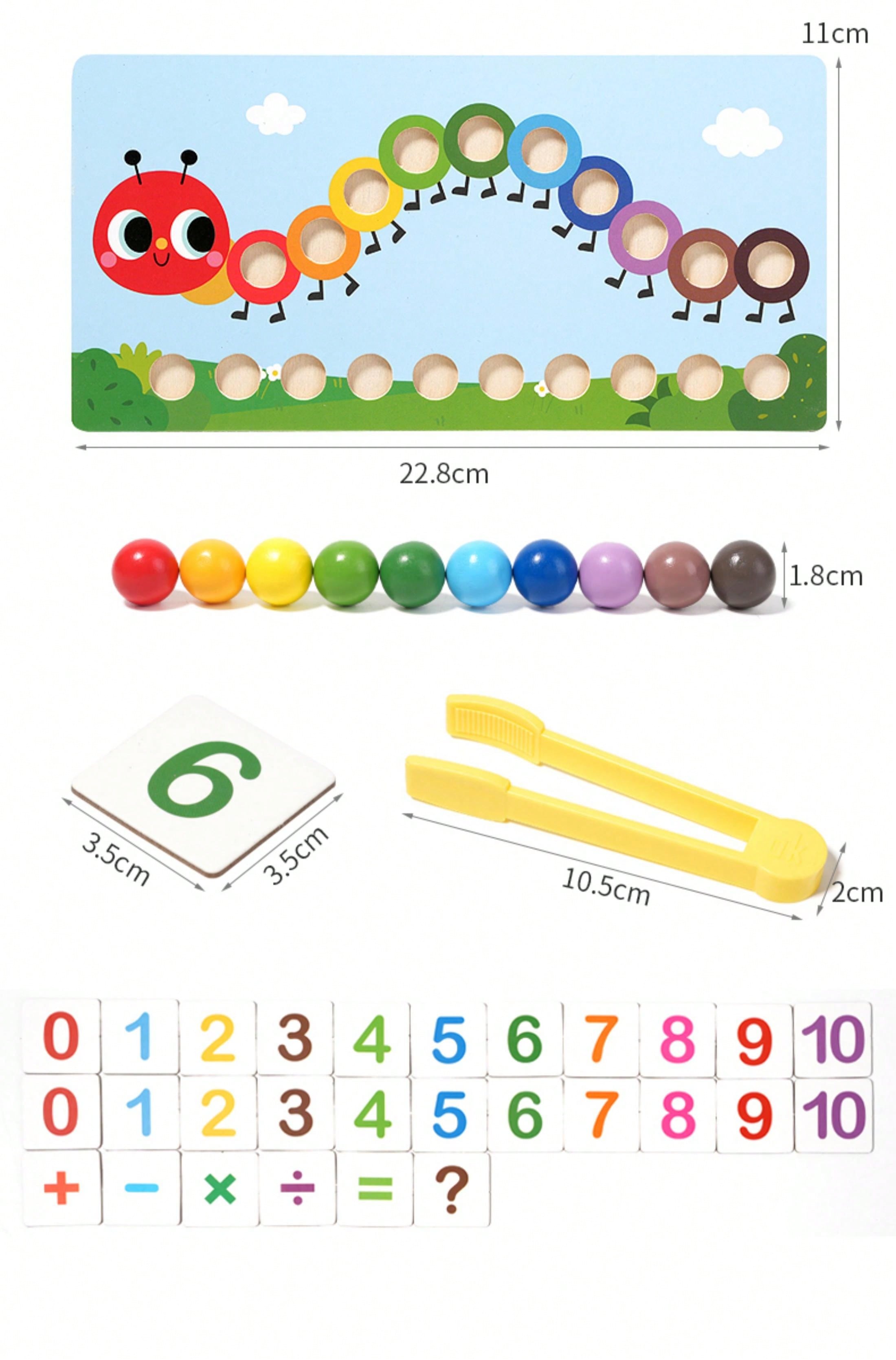 Caterpillar Learning Math & Counting Toy With Colorful Beads Helps To ...