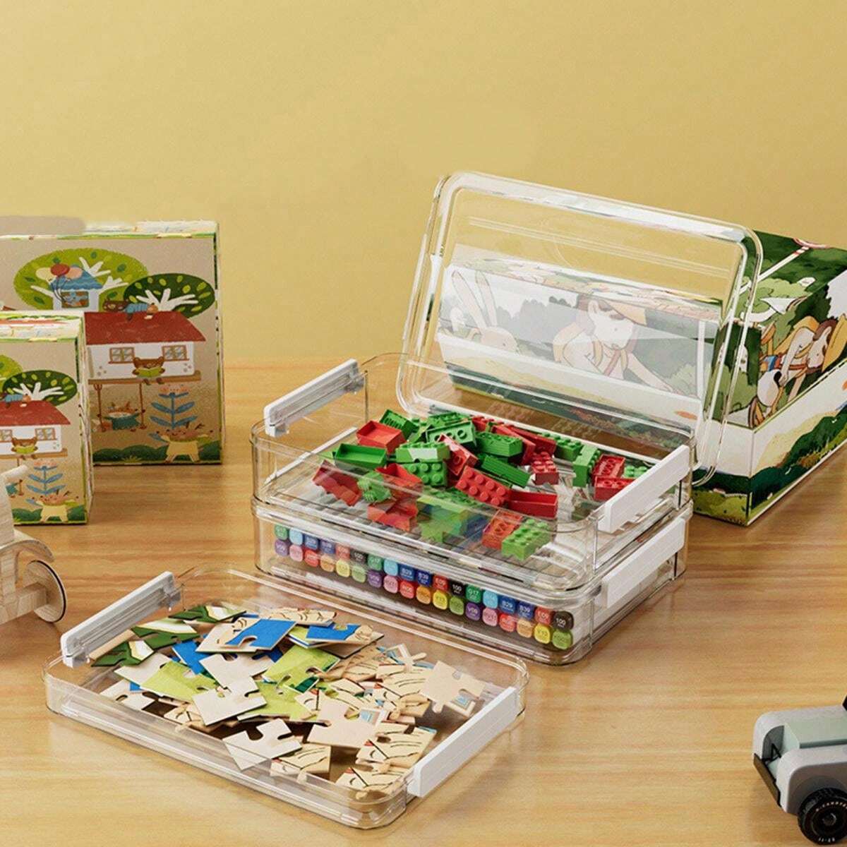 Jigsaw Puzzle Storage Box For Children's Building Blocks And Toys ...