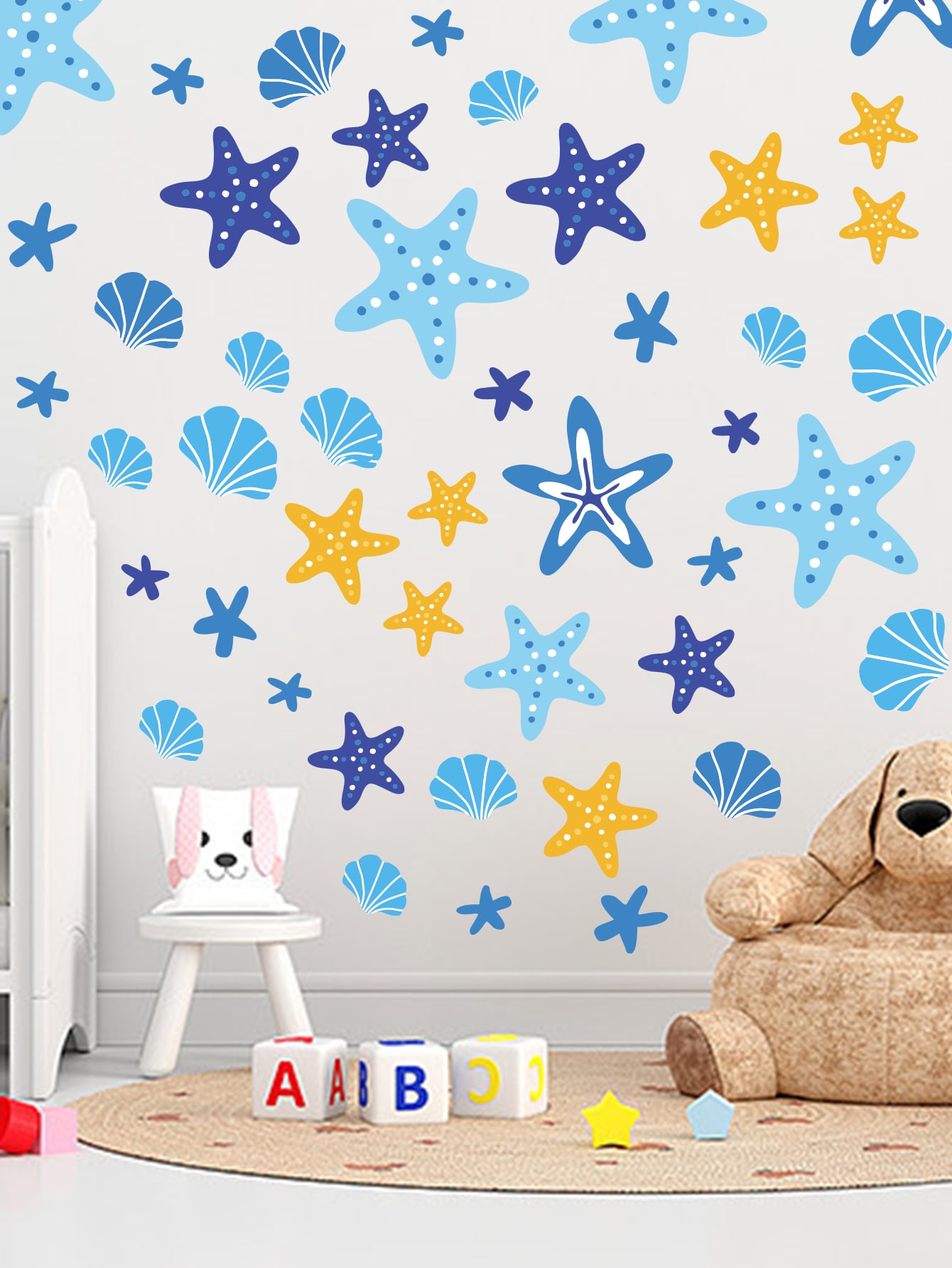 1pc Glow In The Dark Starfish & Shell Ocean Themed Decorative Sticker ...