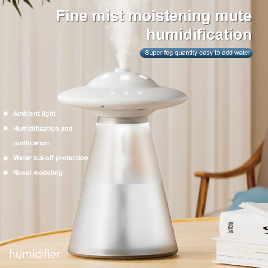 1pc Usb 800ml Ufo Shape Night Light And Humidifier With Transparent Water Tank, Suitable For ...
