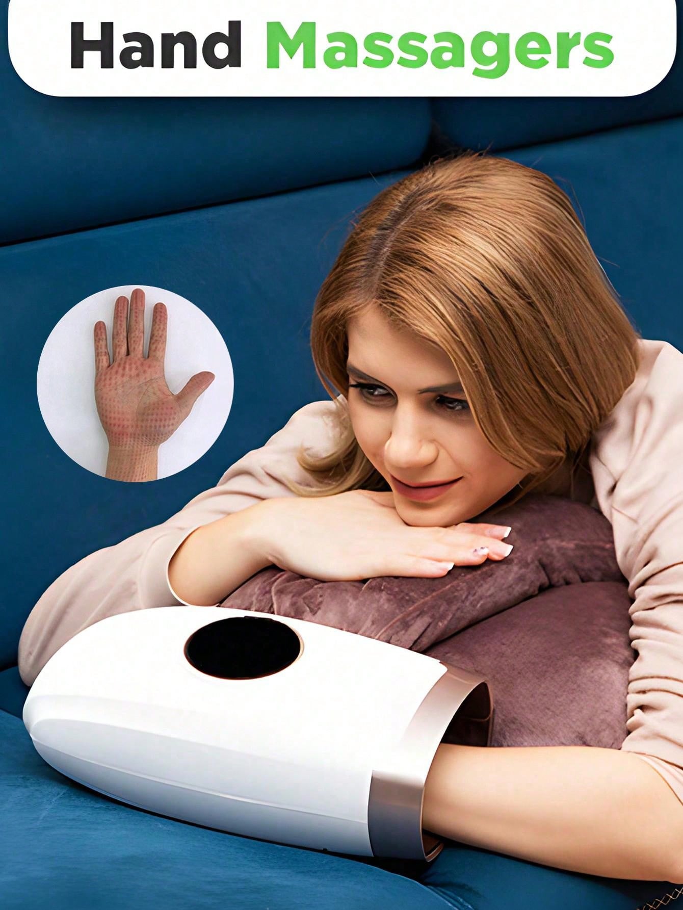 1pc Rechargeable Electric Hand Massager With Compression & Heating ...