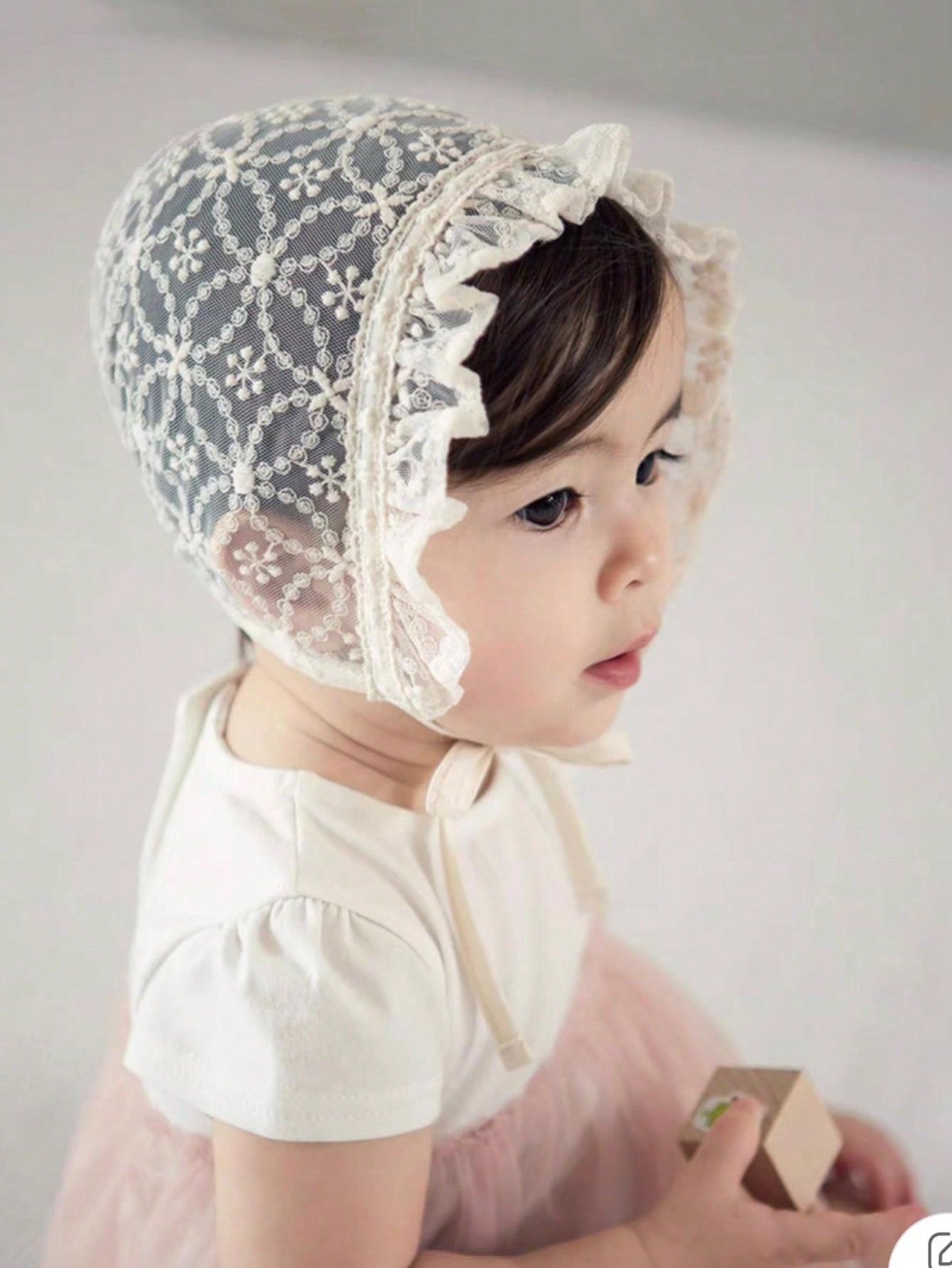 1pc Girls' Pure White Spring/Summer Baby Hat - Perfect For Newborn ...
