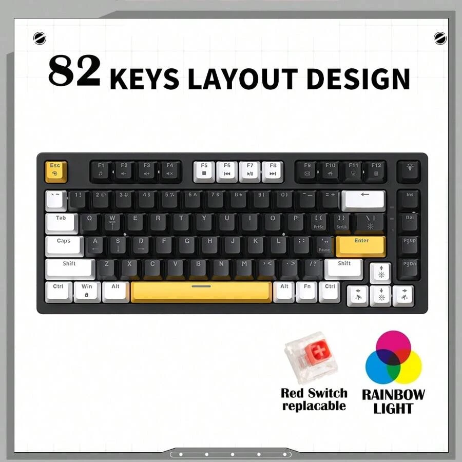 Teclado Mecánico 82 Teclas Intercambiables Zifriend T82 Con Cable Para ...