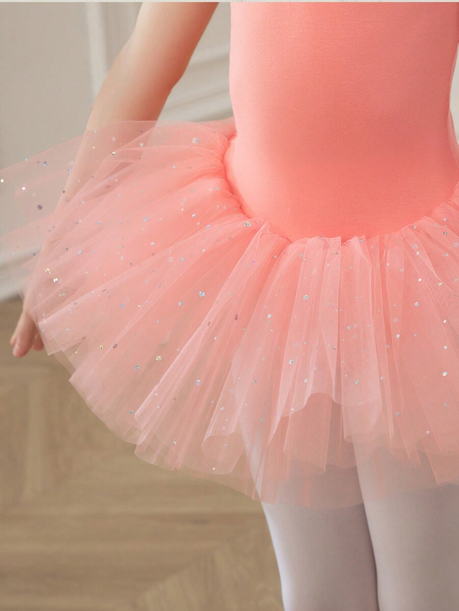 Tween Girl Ballet Leotard Dance Dress Camisole Sleeveless Round Sequins ...