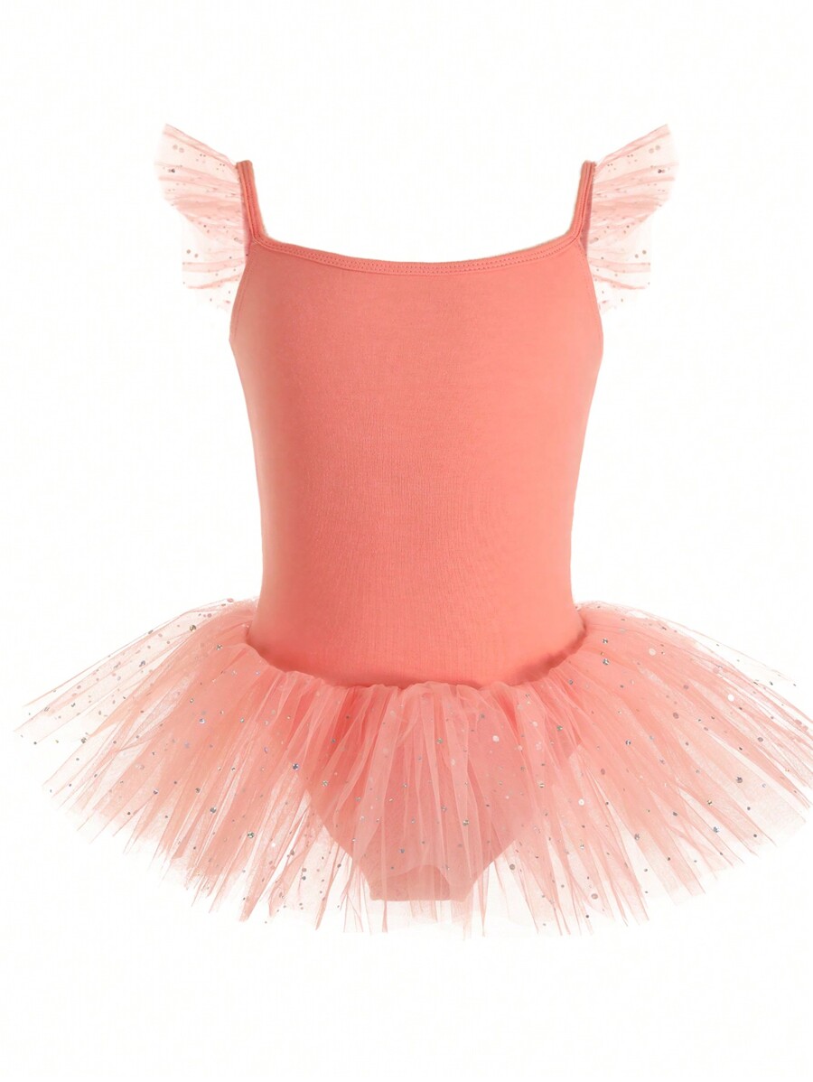 Tween Girl Ballet Leotard Dance Dress Camisole Sleeveless Round Sequins ...