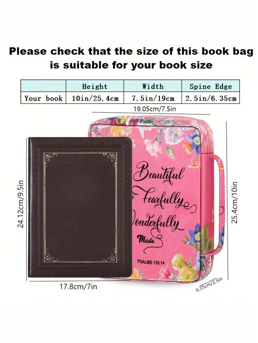 Bible Cover Floral Bible Case With Handle And Zippered Back Pocket 10 ...