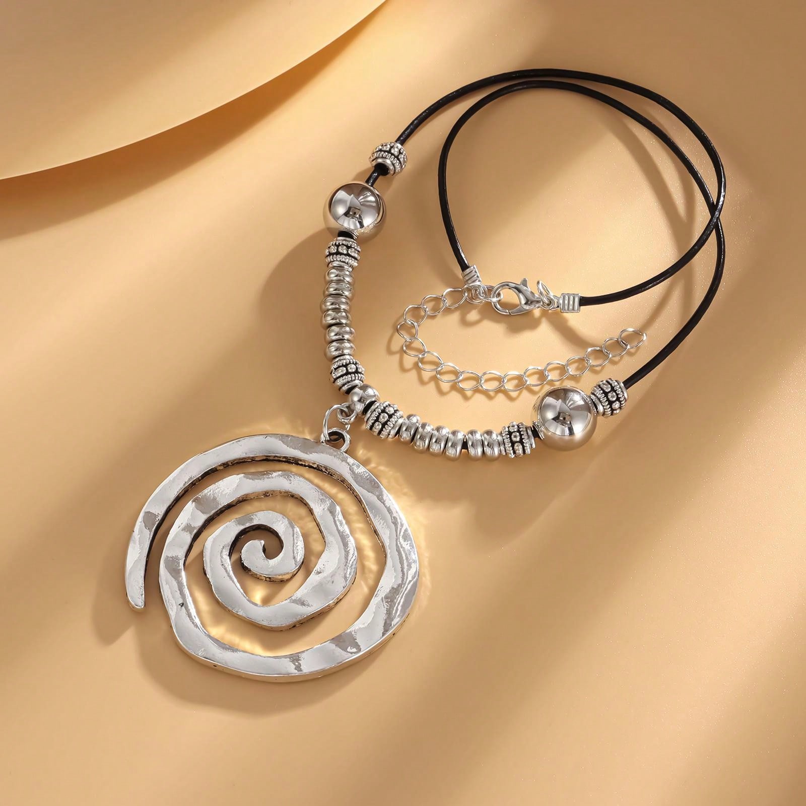 Boho Swirl Beaded Leather String Necklace Suitable For Women's Daily ...