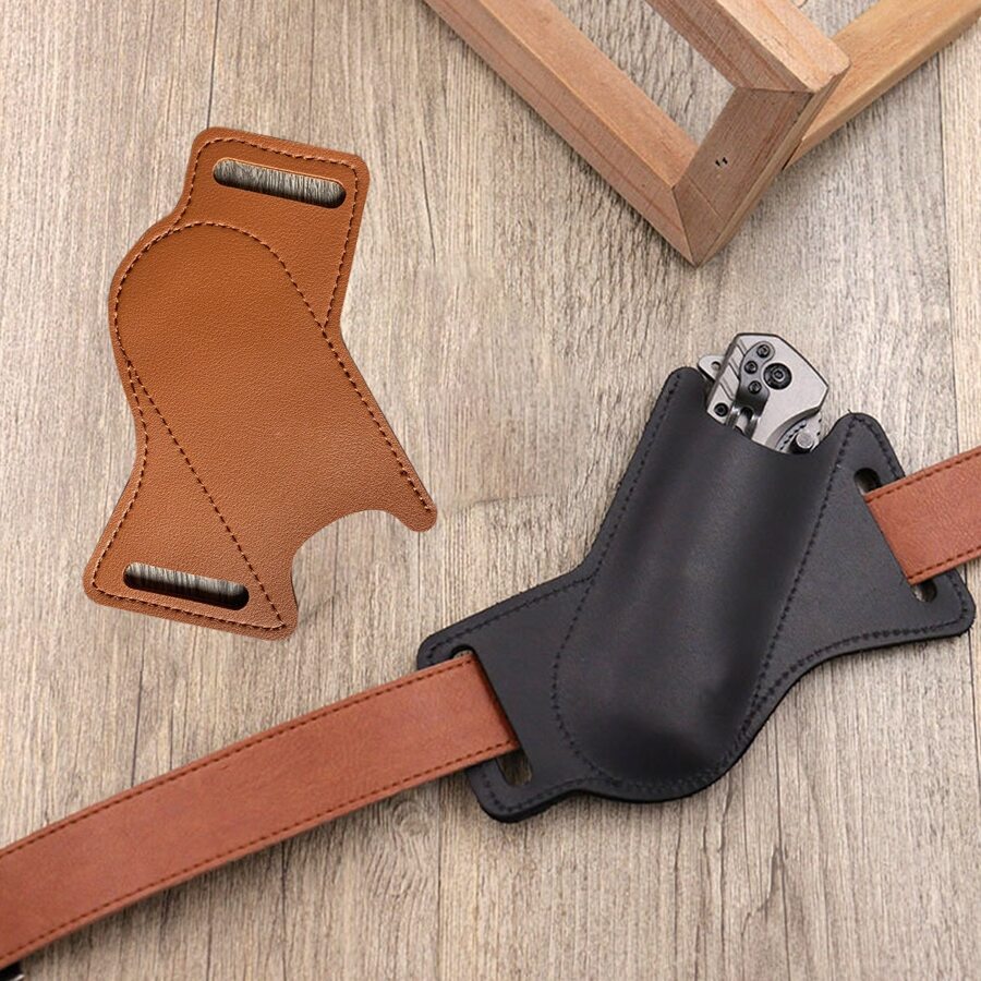 1pc Edc Folding Knife Sheath Waist Hanging Tool Pouch Pu Material 5 ...