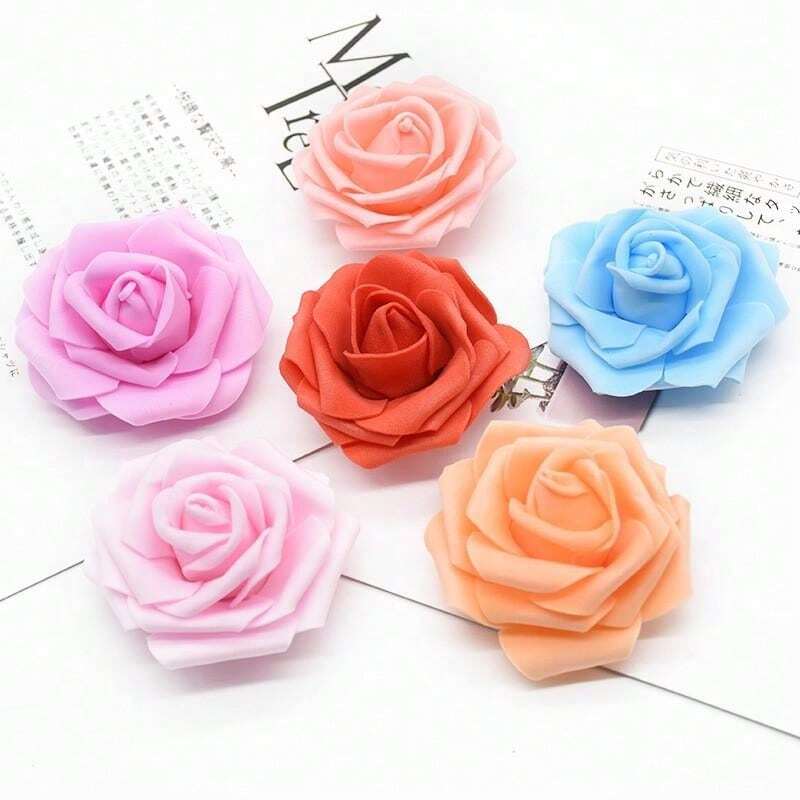 100pcs 7cm Artificial Flowers Roses Head Pe Foam Creative Diy Wedding ...