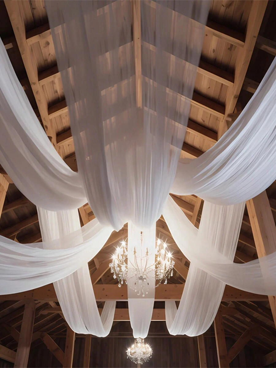 1pc White Wedding Dress Ceiling Drapes Roof Canopy Decor Draping Fabric ...