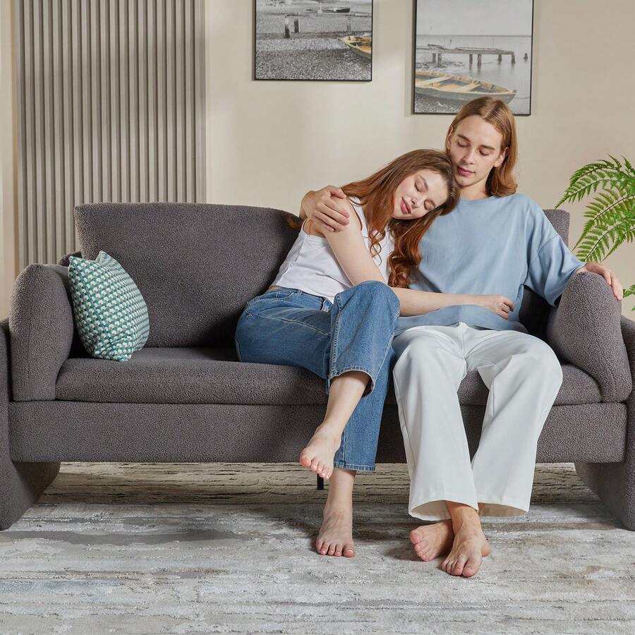 Papababe Sofa, Modern Sofa Couch With Embedded Armrest, Deep Seat Couch ...