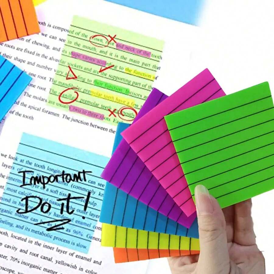 5 Packs Transparent Pet Line Marking Sticky Notes, Colorful Fluorescent ...