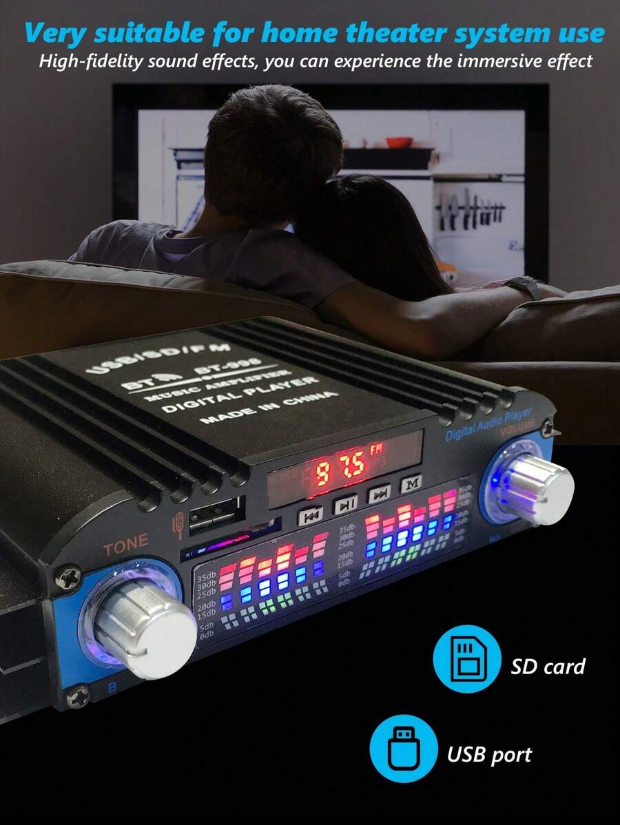 1 pièce Bemines QMF-998 Noir stéréo avec dissipation de chaleur et ...