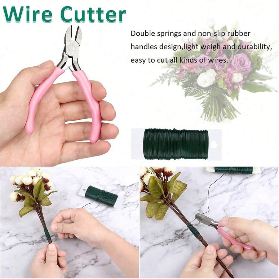 Gardening Tools Set, 38 Gauge Green Floral Wire And 2pcs/Set Flexible ...