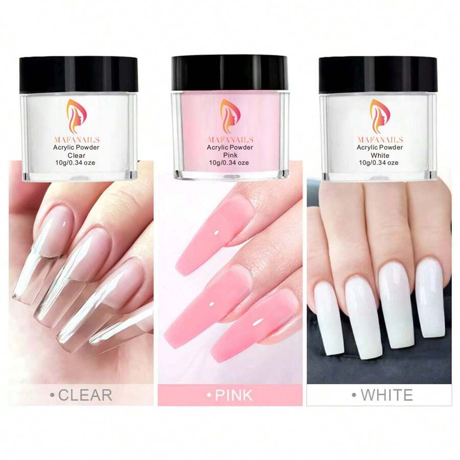 Acrylic Nail Kit - Clear/White/Pink Acrylic Powder And Liquid Set With ...