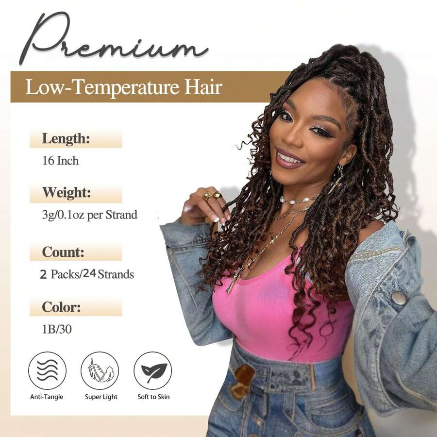 2 Packs 24 Strands Black Pre-Twisted Soft Locs Synthetic Dreadlock ...