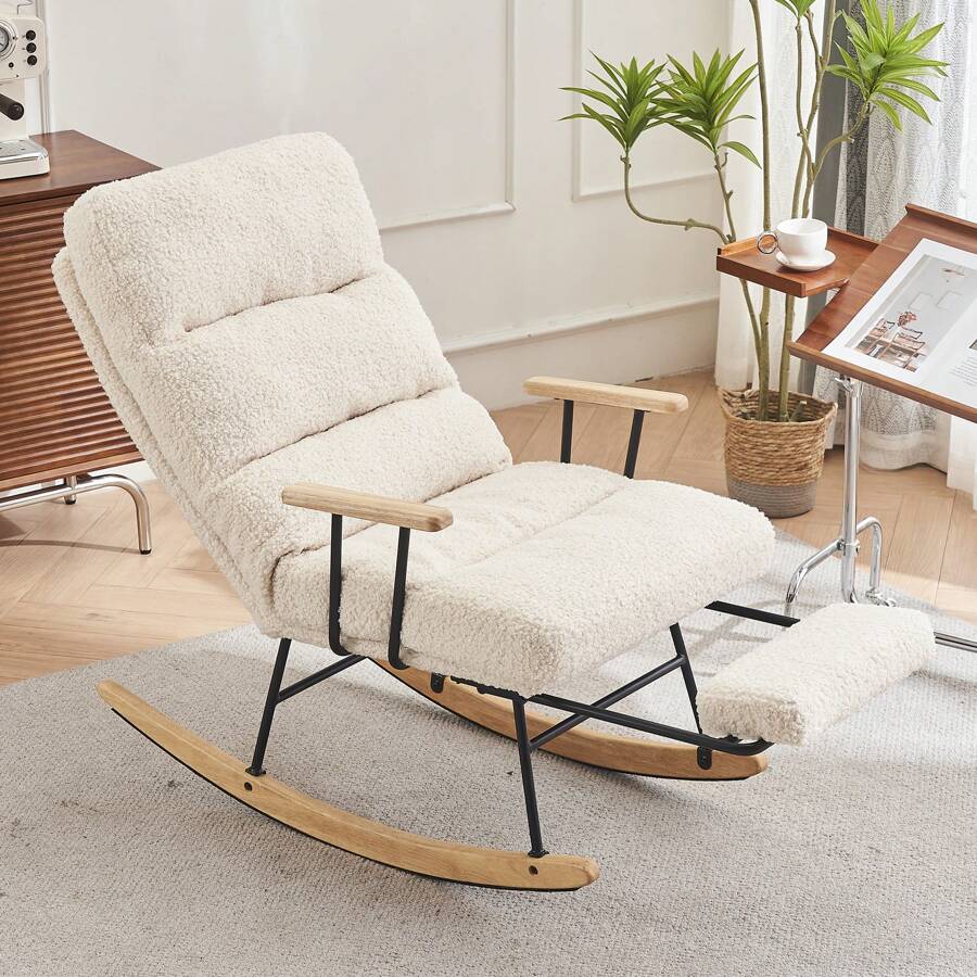 Modern Teddy Fabric Rocking Chair Nursery,Glider Rocker With ...