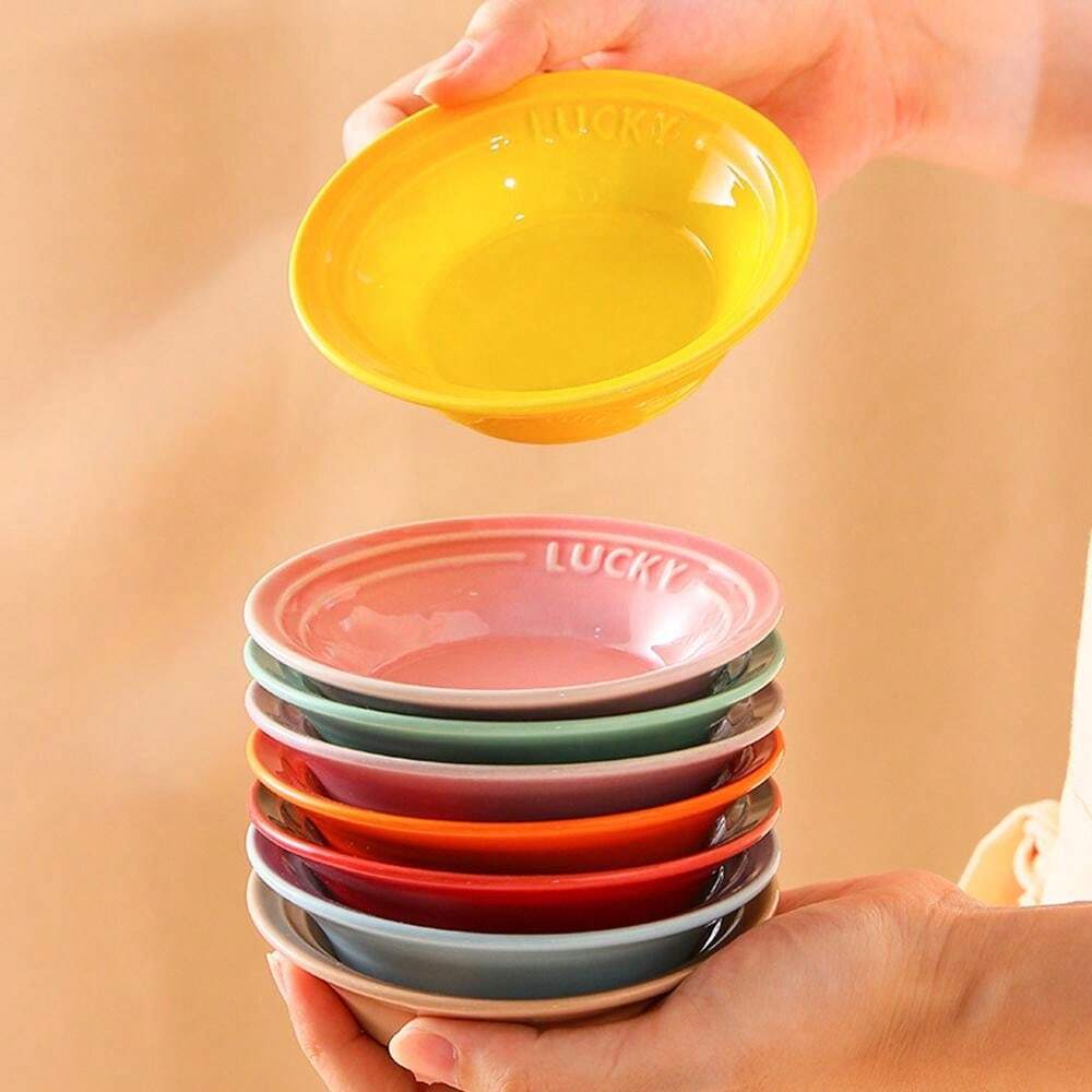 Plato De La Suerte Cerámico Con Colores (morado/amarillo/rojo/verde ...