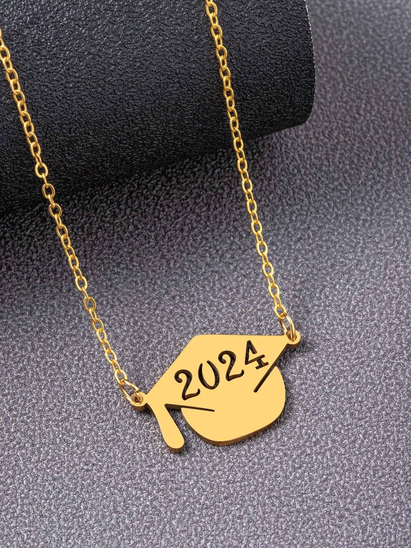 1 Stainless Steel Hollow PhD Hat Necklace For The 2024 Graduation ...