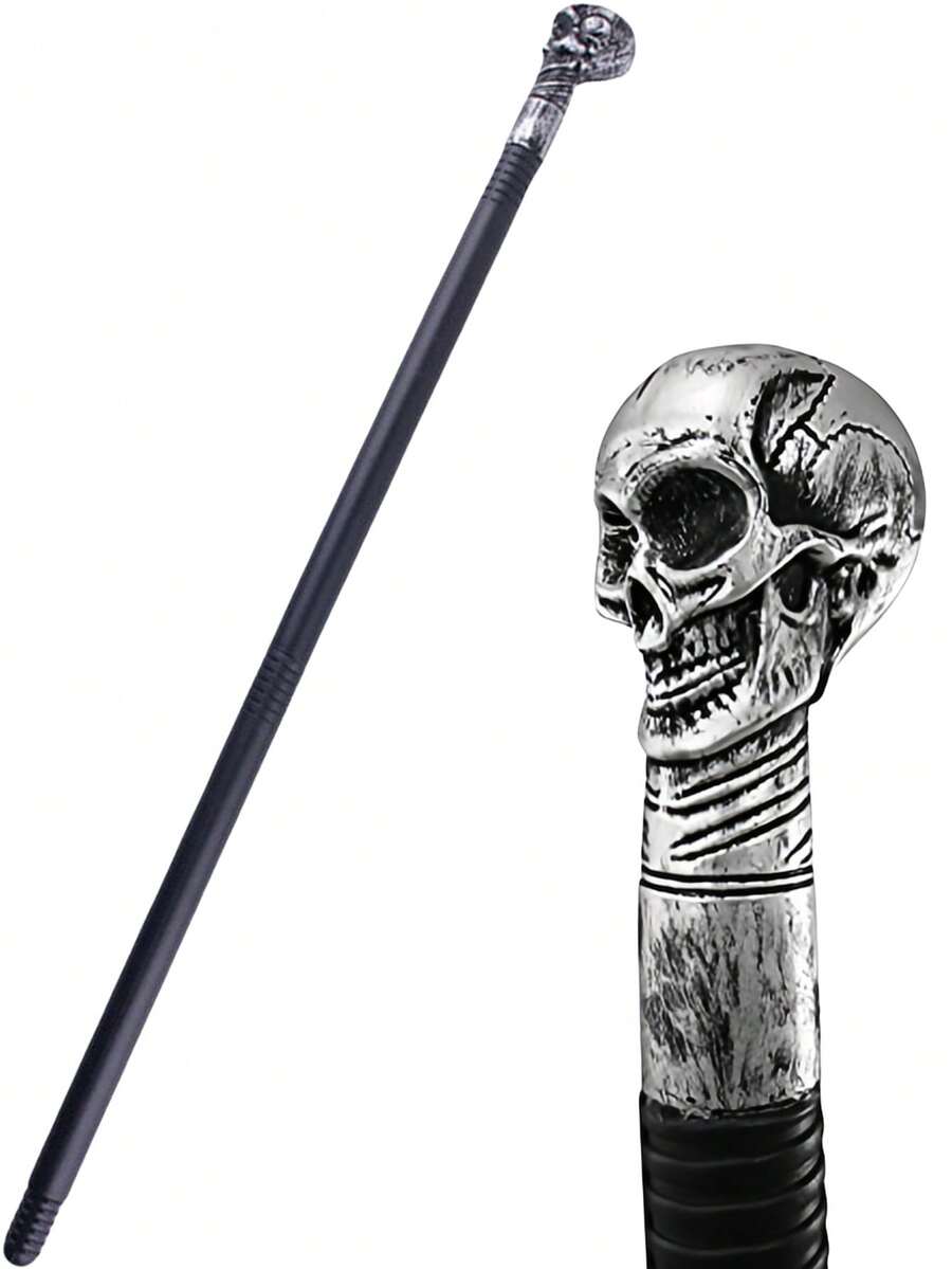 1 Antique Silver Staff, Skull Head, Death God Staff Head, Bizarre And ...