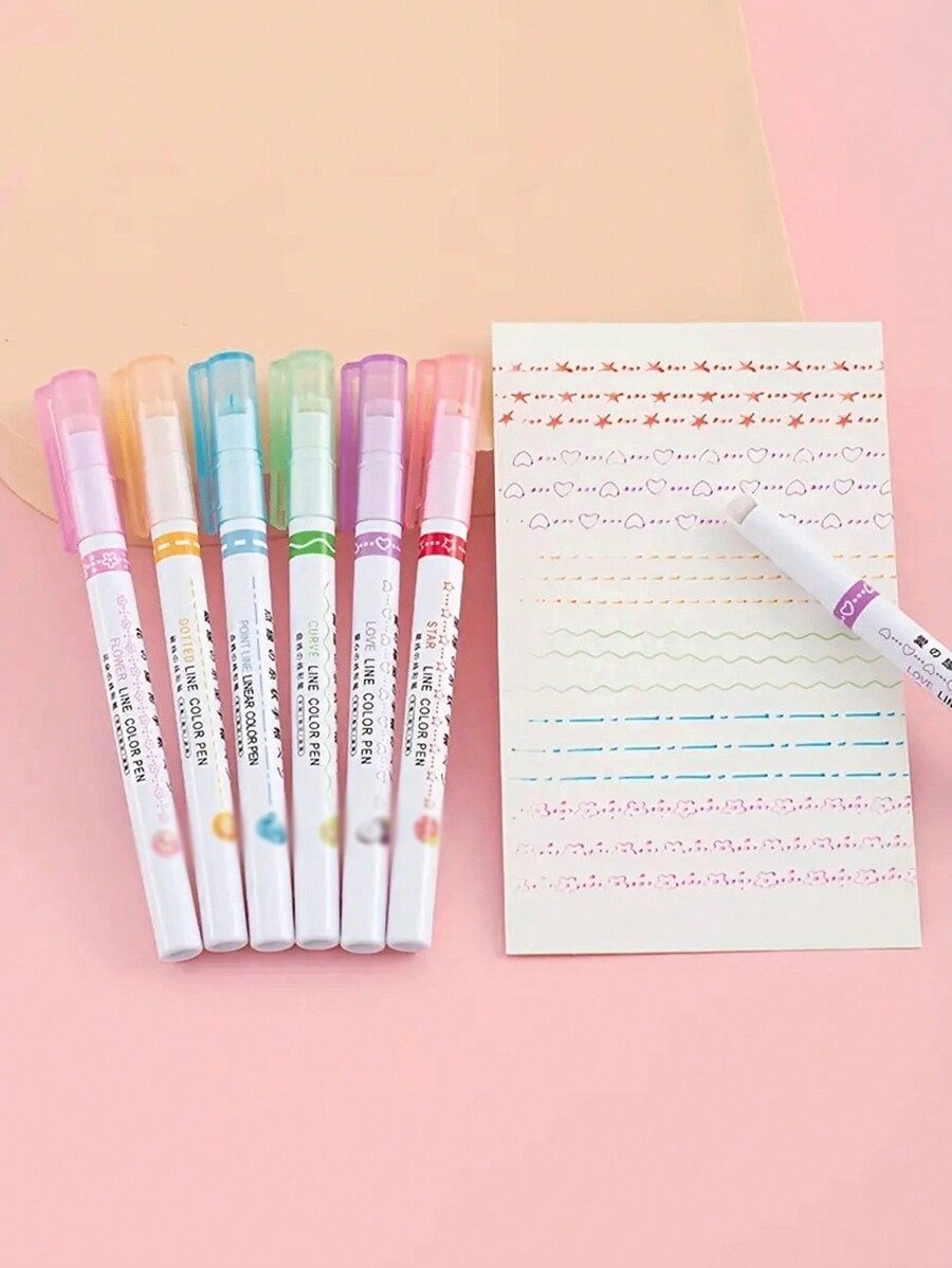 6pcs Floral Shaped Outline Highlighters | SHEIN USA