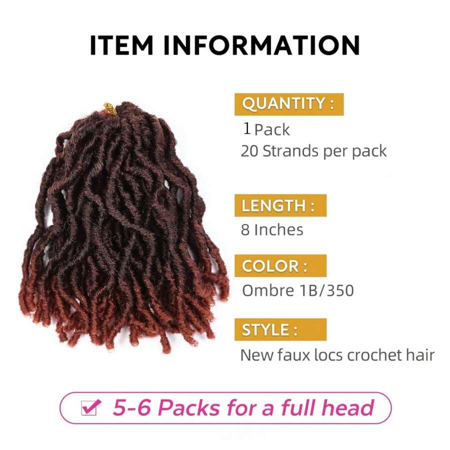 Faux Locs Crochet Hair 8 Inches Soft Locs Pre-Looped Short Faux Locs ...
