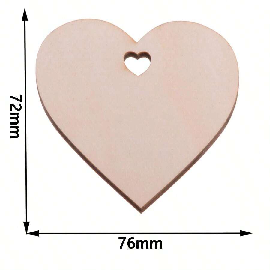 50 Pieces Blank Wood Heart Embellishments Wood Heart Slices For Wedding ...