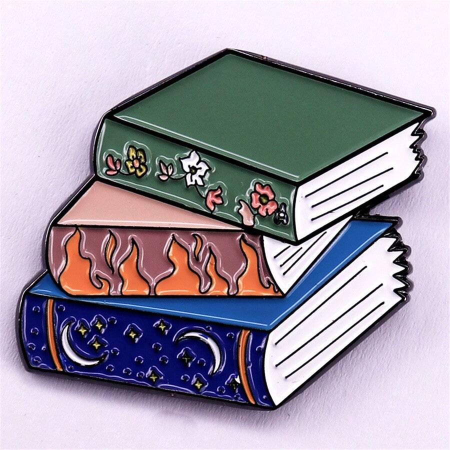 Creative Book Shaped Brooch Badge, Fantasy Book Badge For Book Lover ...