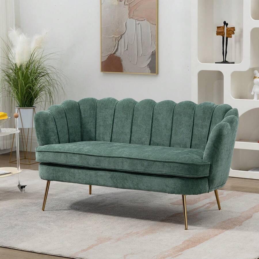 59" Wide Modern Boucle Loveseat Small Sofa Small Mini Room Couch 2 ...