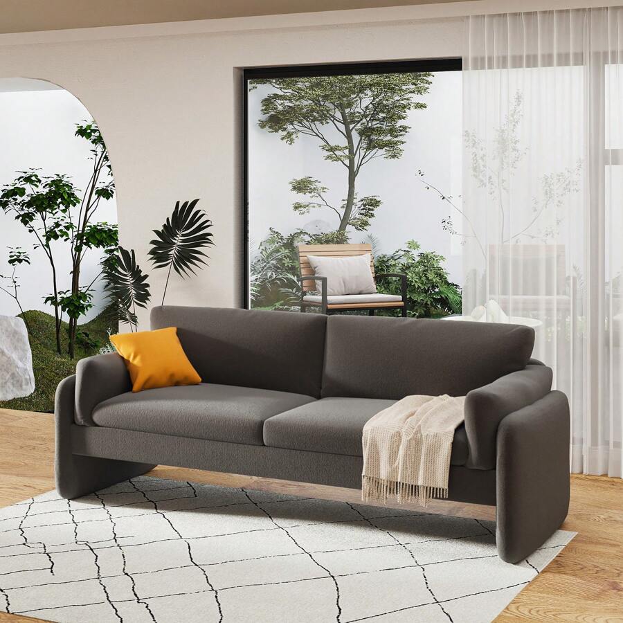 Papababe Sofa, Modern Sofa Couch With Embedded Armrest, Deep Seat Couch ...