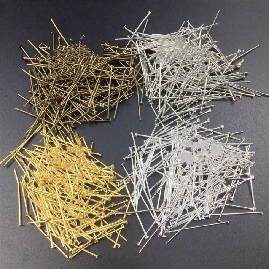 100PC 15-70MM Metal Head Pins Flat Pin Connection T-Shaped Jewelry ...