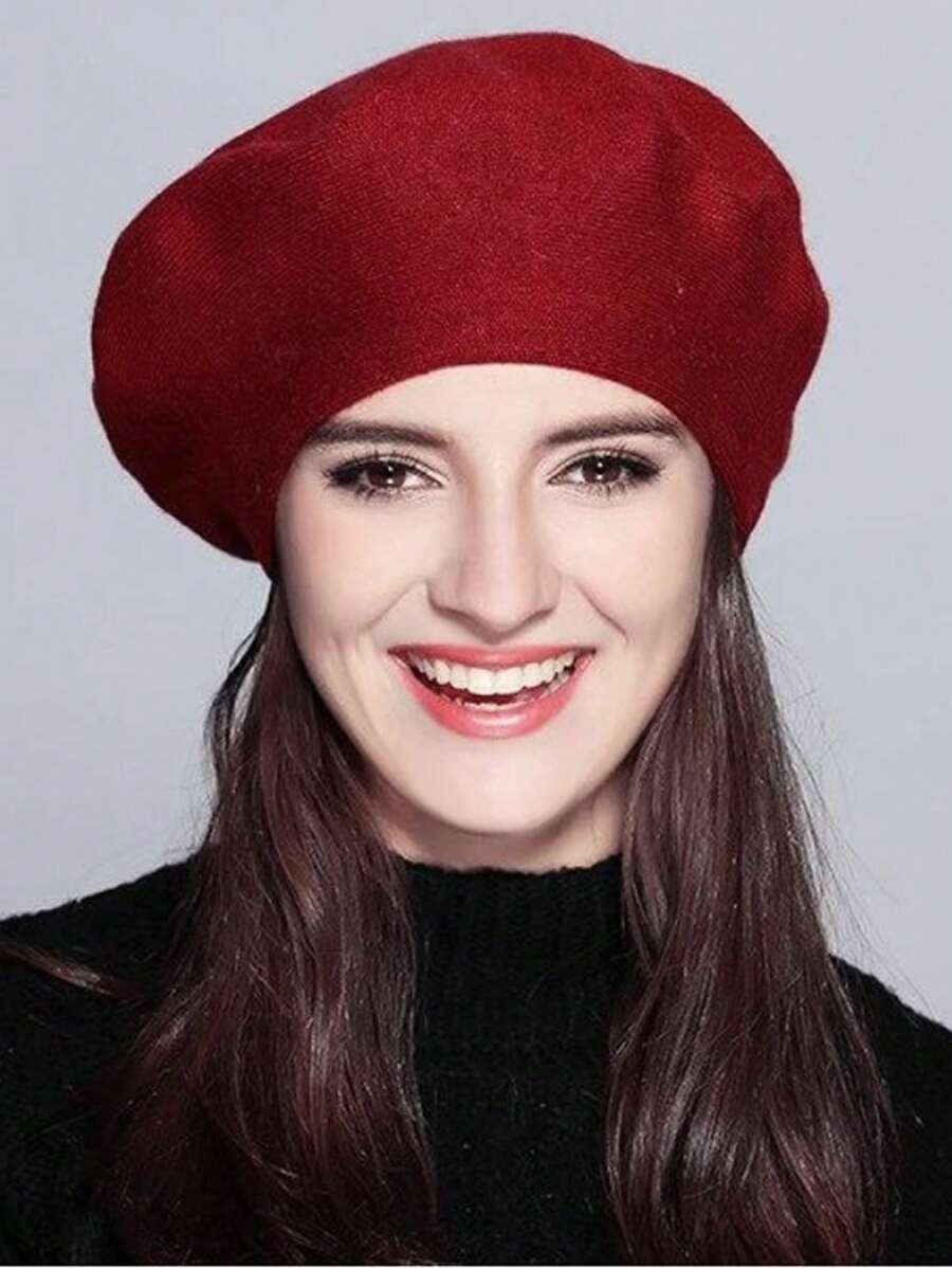 1 Pc Women's Premium Knitted Beret Hat With Elastic Band | SHEIN USA