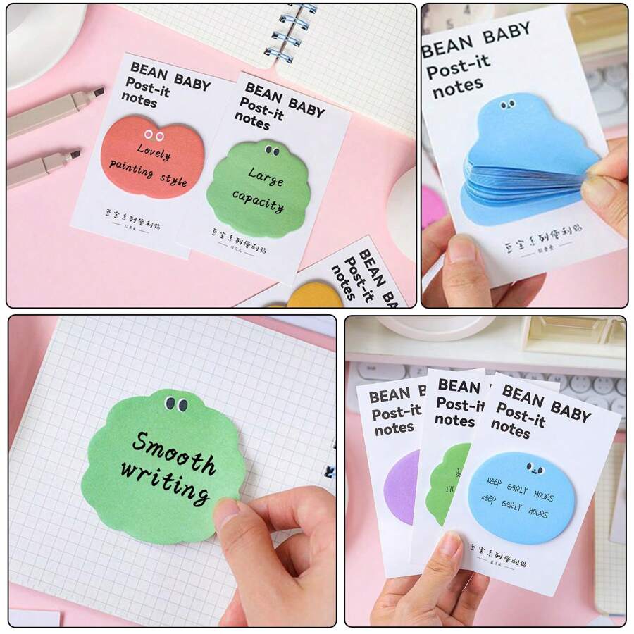 8 Packs Cute Aliens Shape Sticky Notes,8 Styles Self Sticky Notes Pad ...